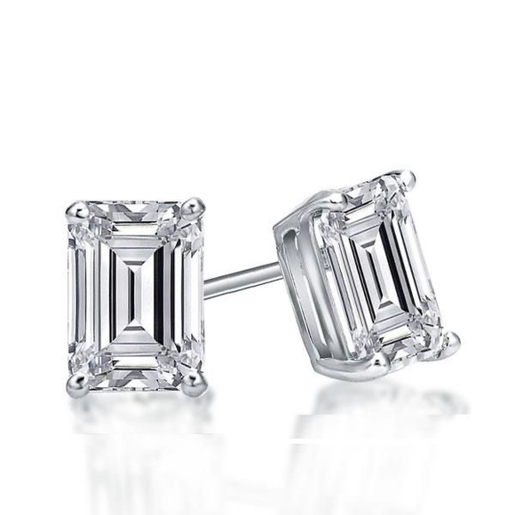Italo | Jewelry | Italo Emerald Cut Stud Earrings Silver Earrings For ...